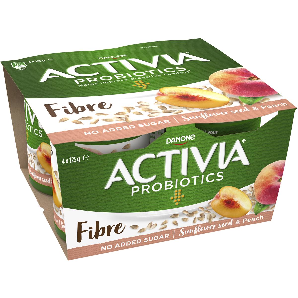 High Fiber - Activia Breakfast Probiotic Yoghurt Peach & Sunflower ...