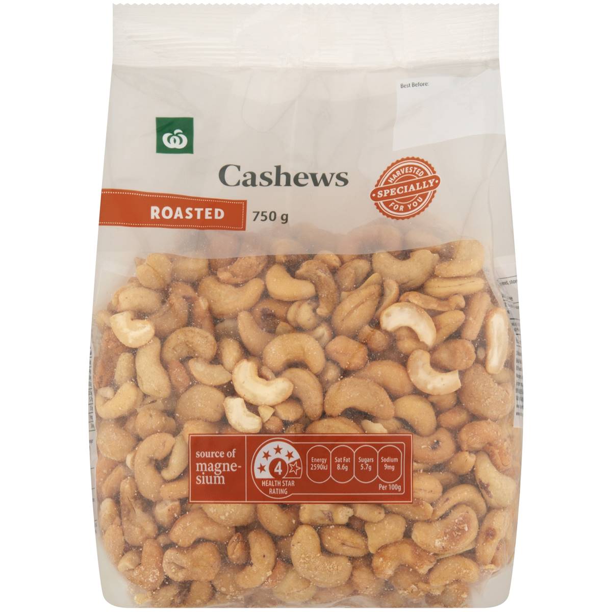 No Artificial Colours - Woolworths Cashews Roasted & Unsalted | myWellabee