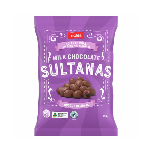 Made in Australia - Coles Chocolate Coated Sultanas | myWellabee