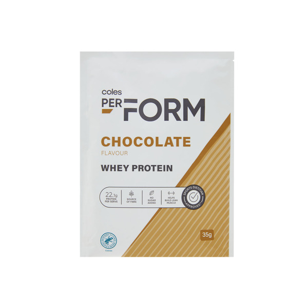 High Fiber - Coles Perform Chocolate Whey Protein Powder | myWellabee