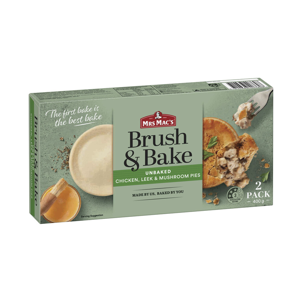 Egg Free - Brush & Bake Chicken Leek & Mushroom Pie 2Pk | myWellabee