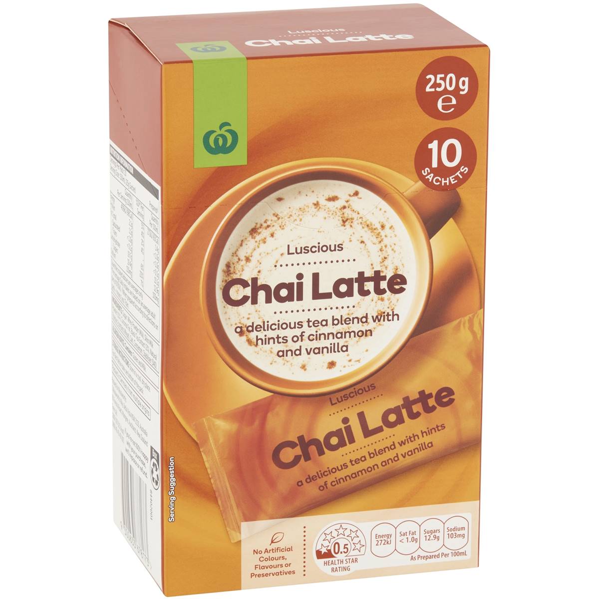 No Artificial Colours - Woolworths Chai Latte Sachets | myWellabee
