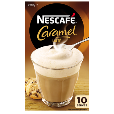 Contains Caffeine - Nescafe Cafe Menu Caramel Latte Sachets | myWellabee