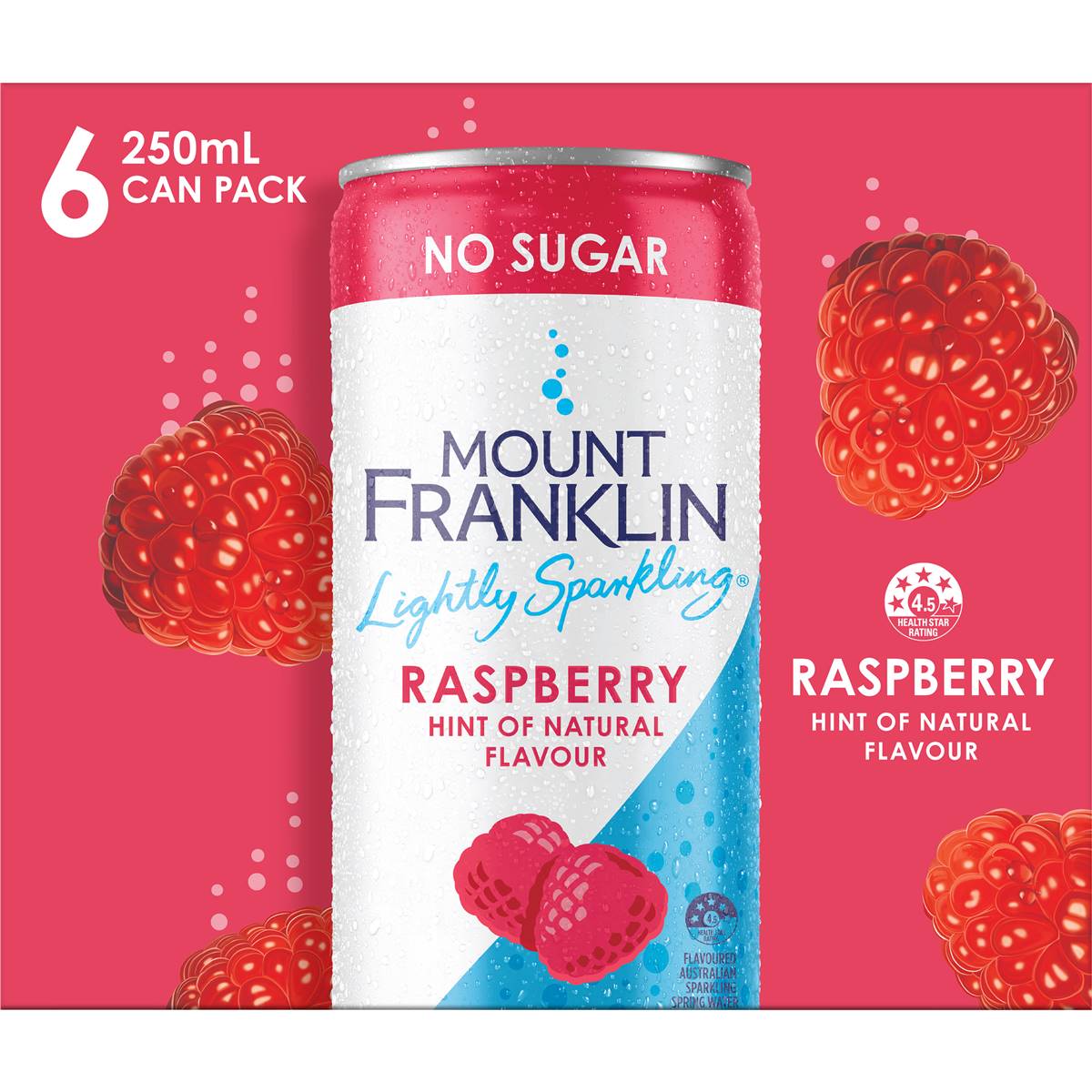 Wheat free - Mount Franklin Lightly Sparkling Water Raspberry Cans | myWellabee