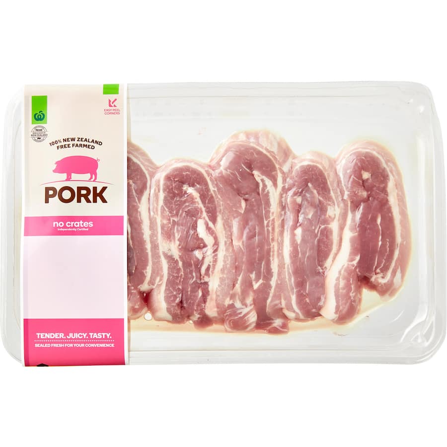 Made in New Zealand - Countdown Free Farmed Nz Pork Belly Slices 5-8 ...