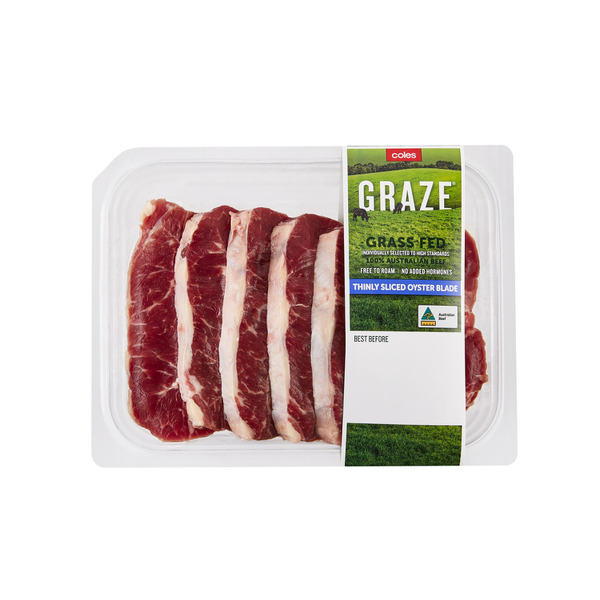 - Coles Graze Grass Fed No Added Hormone Beef Oyster Blade Thin Sliced ...
