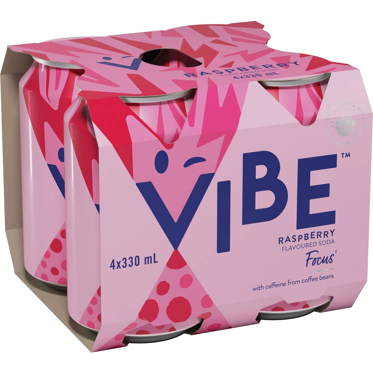 - Vibe Focus Raspberry Flavoured Soda 330ml X 4 Pack | myWellabee