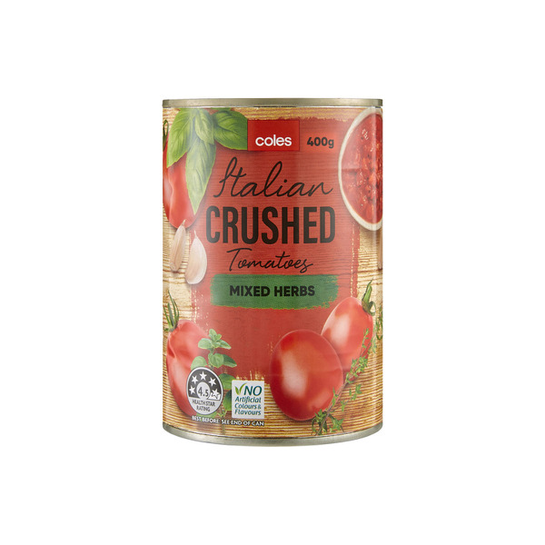 Shellfish Free - Coles Mixed Herb Crushed Tomatoes | myWellabee