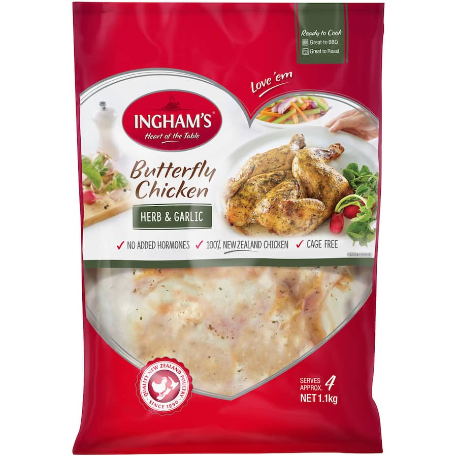Cage Free - Inghams Chicken Whole Butterfly Herb & Garlic | myWellabee