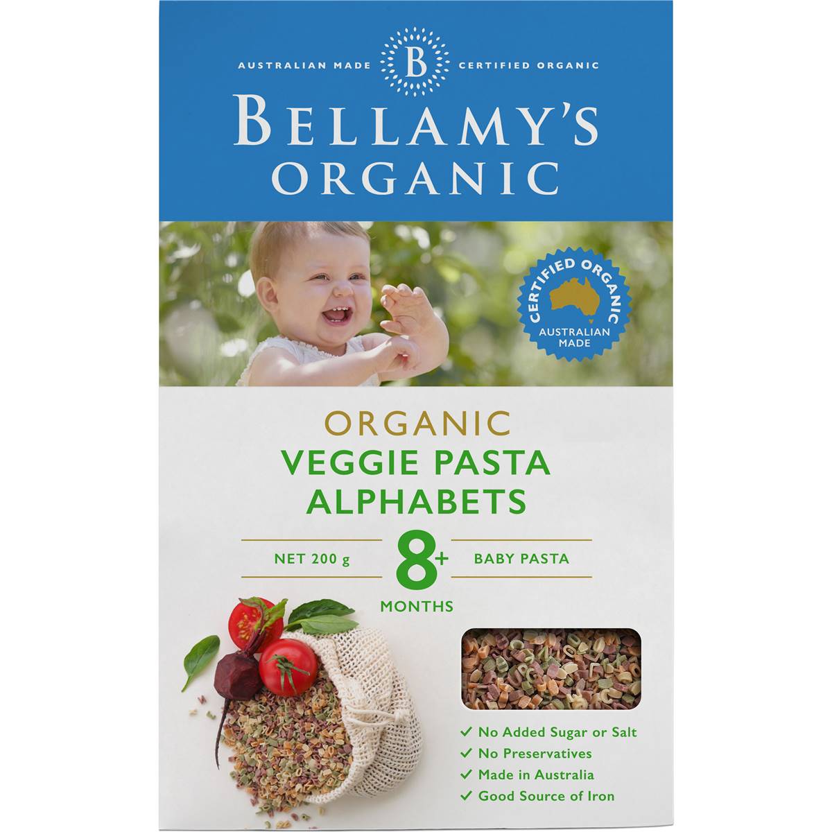 Certified Organic - Bellamy's Organic Veggie Pasta Alphabets | myWellabee