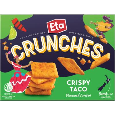 Made in New Zealand - Eta Crunches Crispy Taco Flavoured Crackers ...